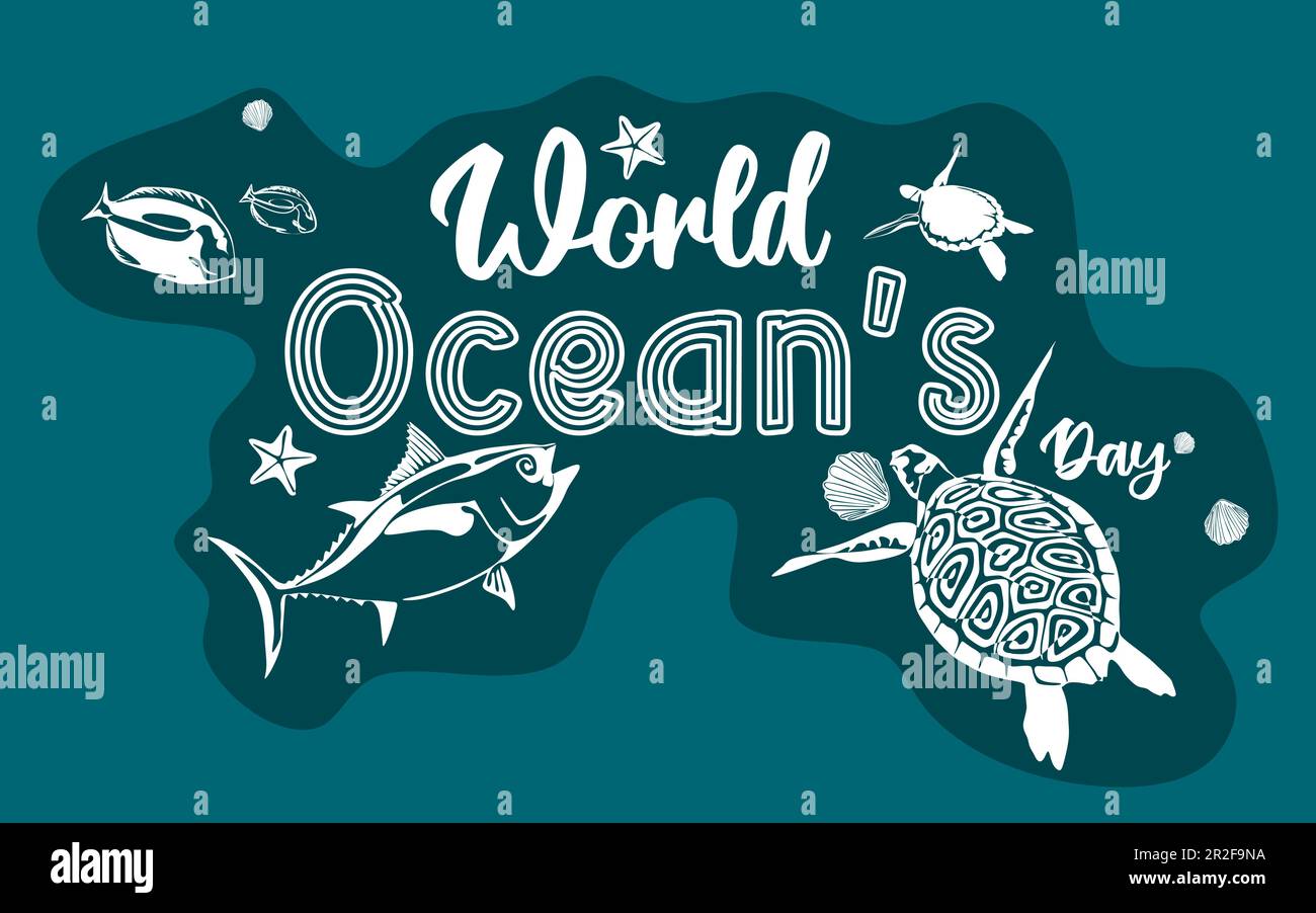 World Ocean's Day, marine life day, Earth day conceptual vector design ...
