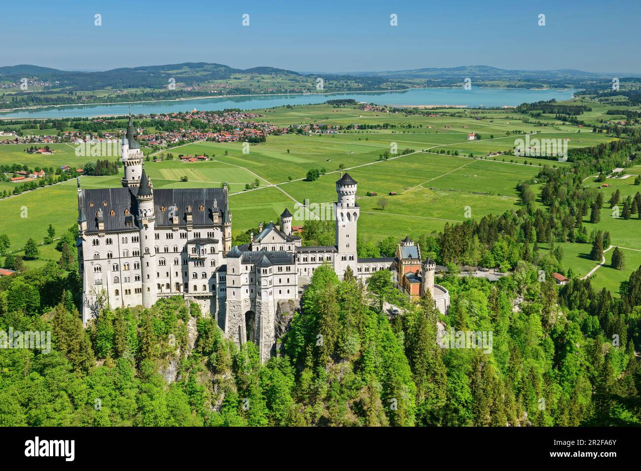Neuschwanstein Castle with Forggensee in the background, Schwangau ...