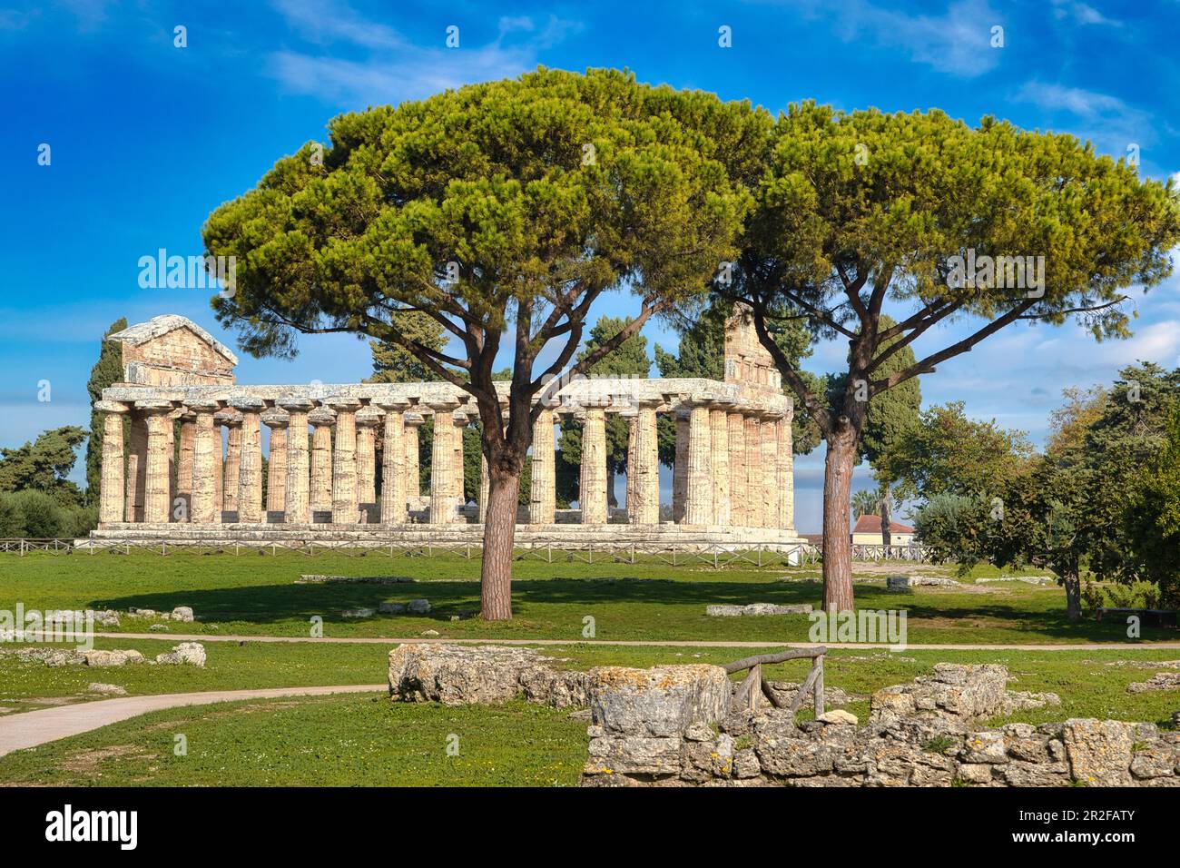 The Athenaion, Temple of Ceres or Temple of Athena in Paestum, Campania ...