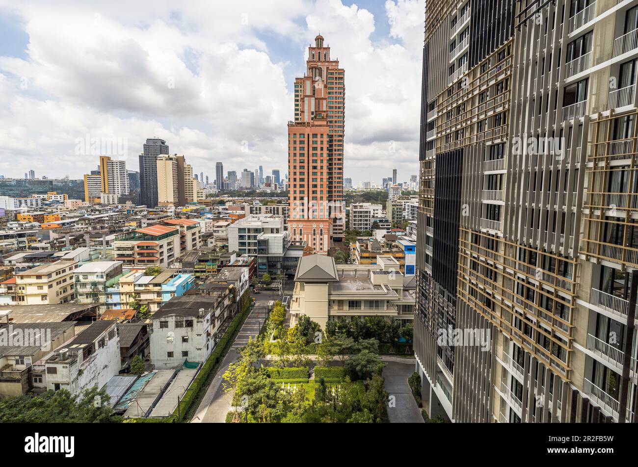 View over apartment buildings and skyline in Lower Sukhumvit from ...