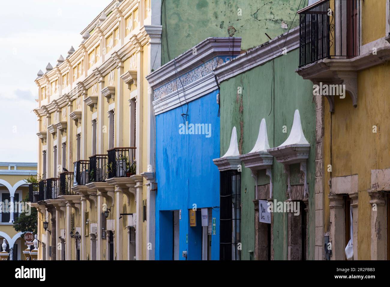 Old colorful colonial style facades in Merida, Yucatan, Mexico Stock ...
