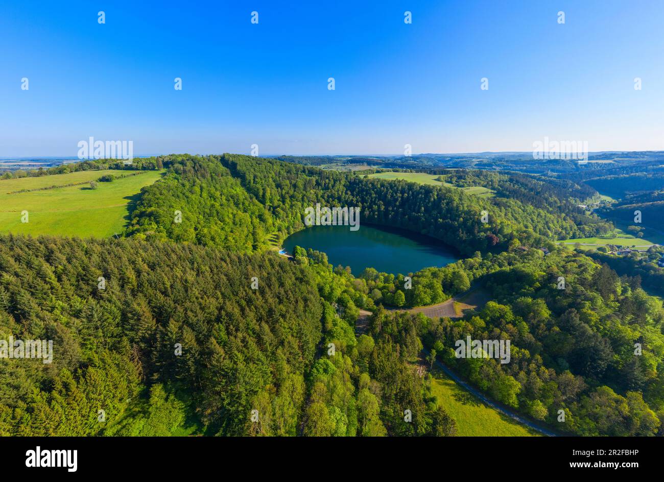 Aerial photograph of the Gemündener Maars near Daun, Eifel, Rhineland ...
