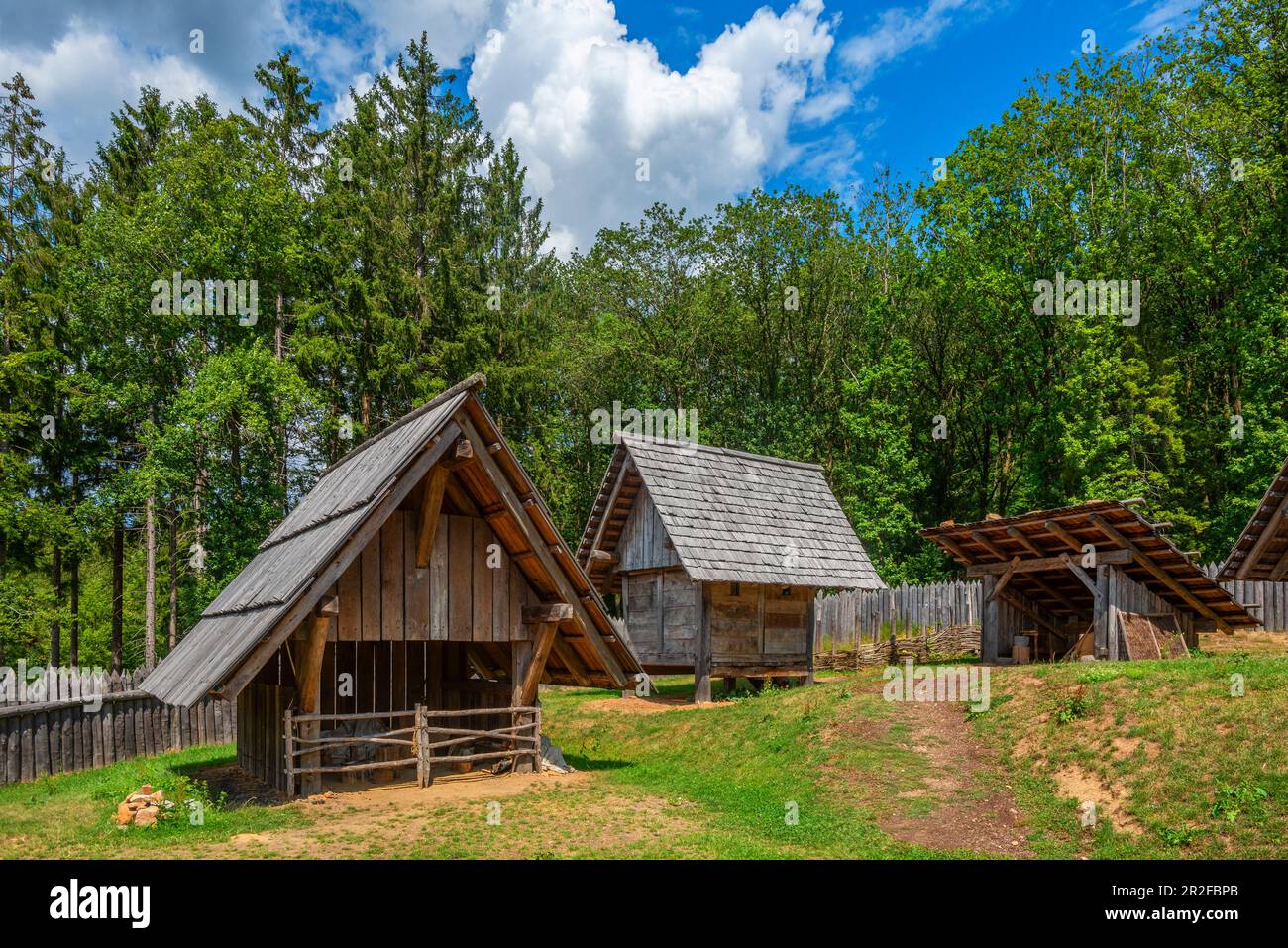Reconstructed Celtic village near Otzenhausen, Hunsrück National Park ...