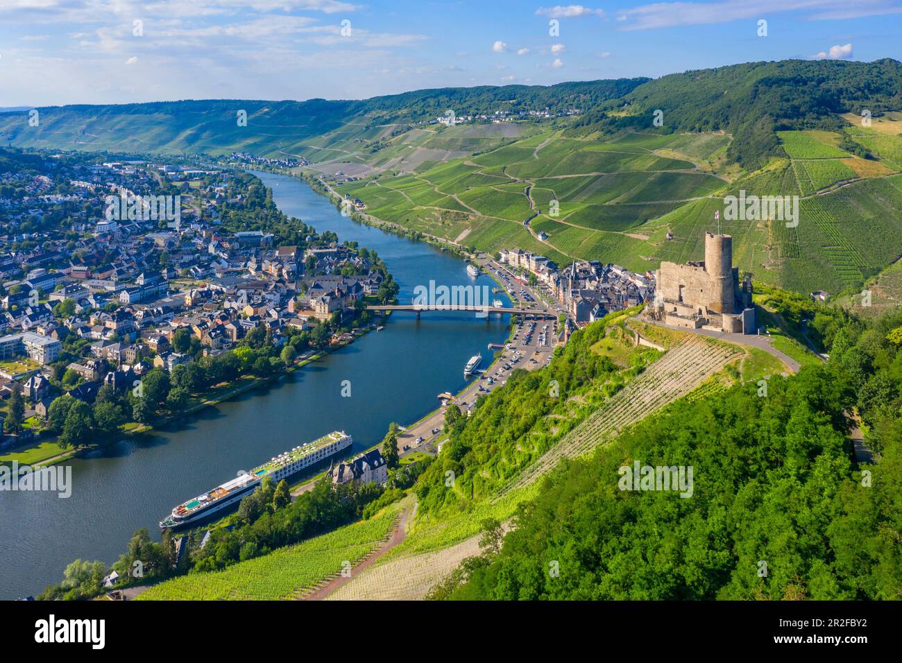 Aerial view of Landshut Castle near Bernkastel-Kues, Moselle, Rhineland ...