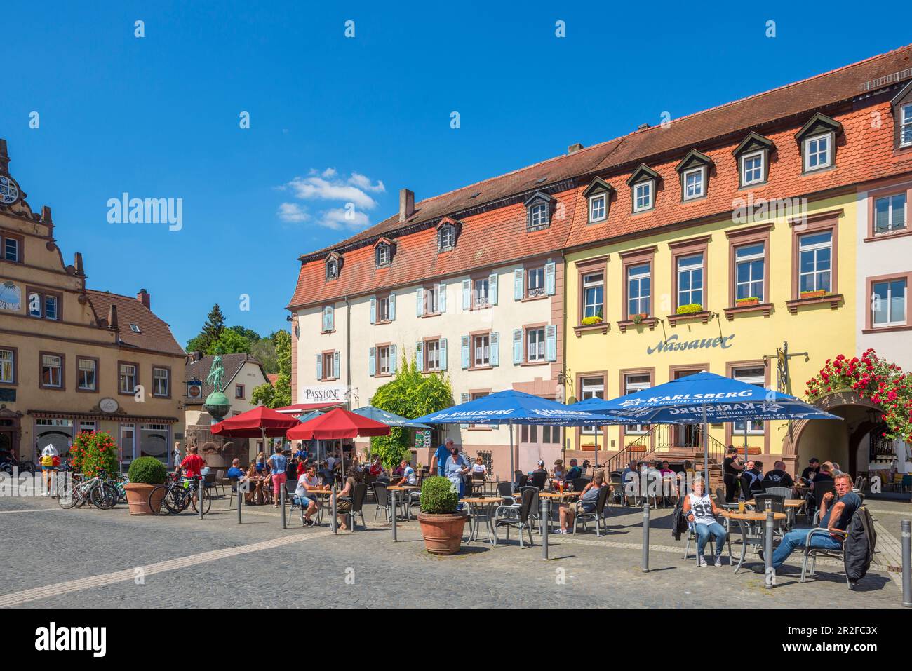 Restaurants in the old town of Ottweiler Stock Photo - Alamy