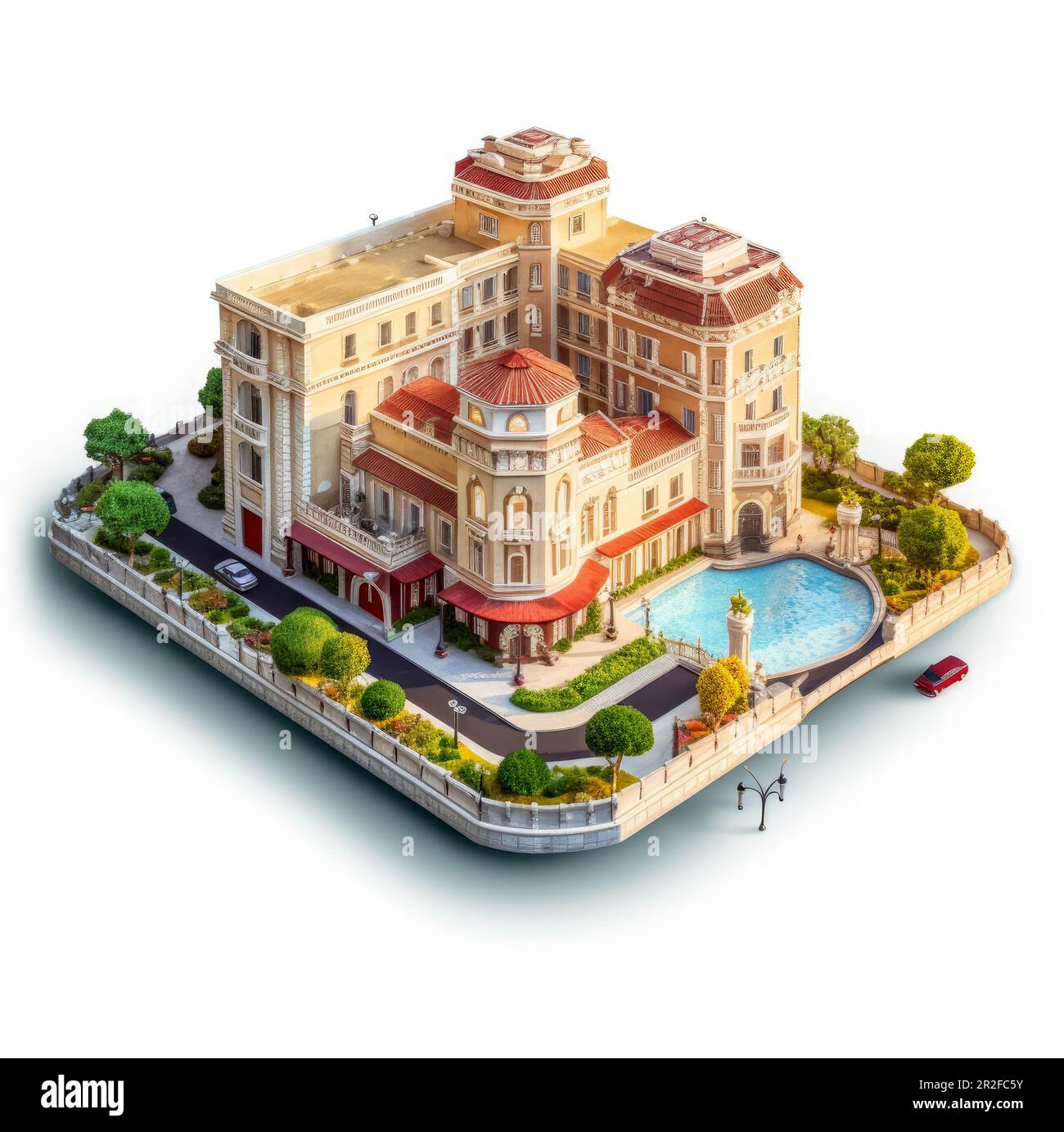 Square form of isometric miniature of Monaco isolated on a white ...