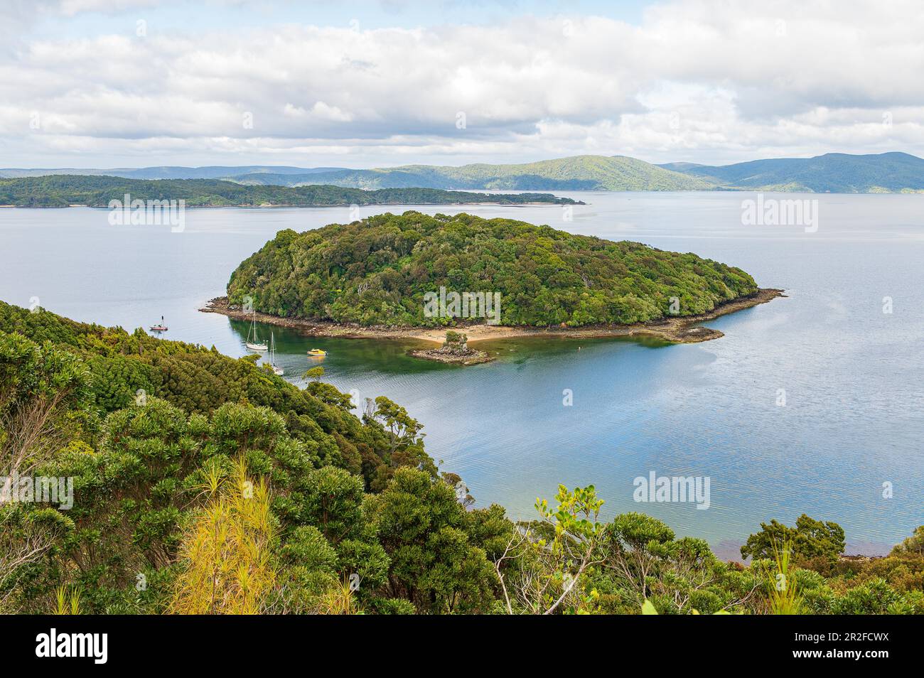 View from Observation Rock to Iona Island and Golden Bay, Stewart ...