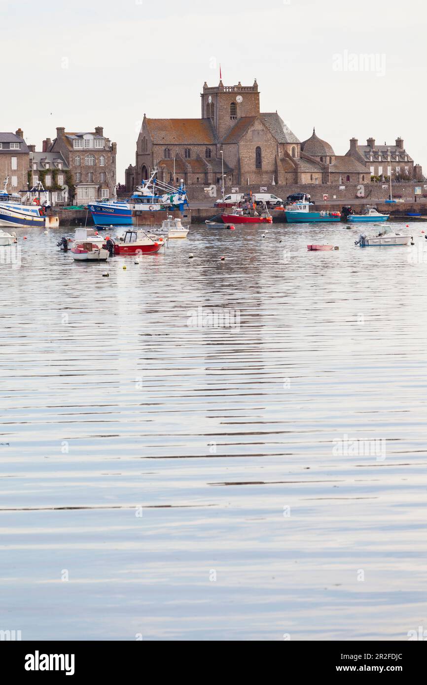 Morning mood in the port of Barfleur, Normandy, France. Barfleur is one ...