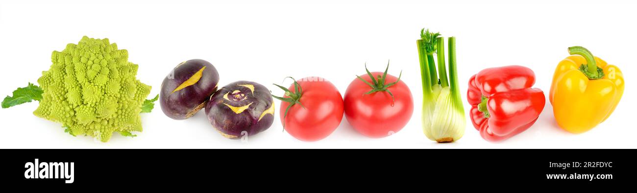 Set of vegetables isolated on white background. Collage. Wide photo ...