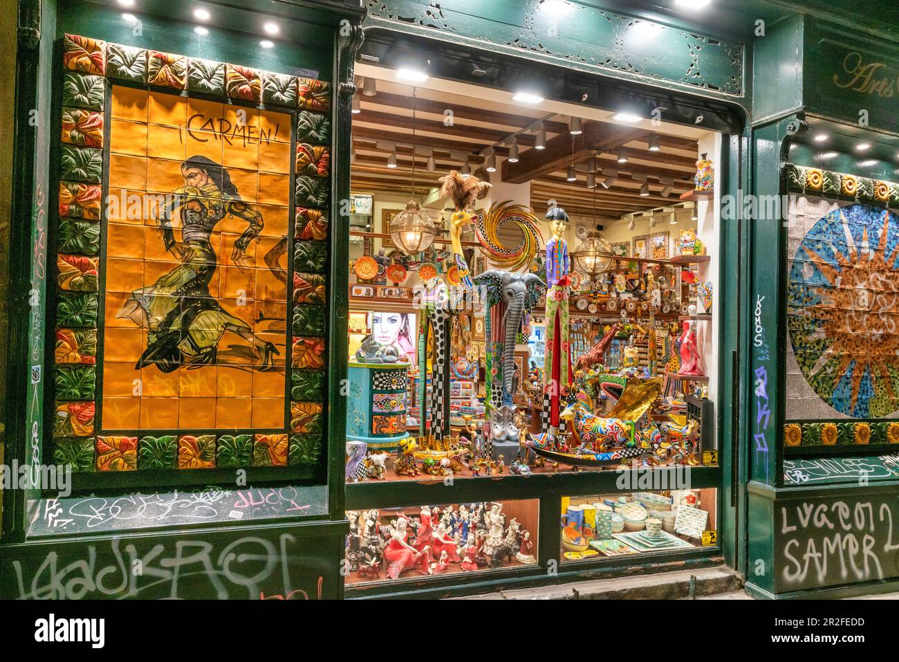 Souvenirs and handicrafts, Barcelona, Spain Stock Photo - Alamy