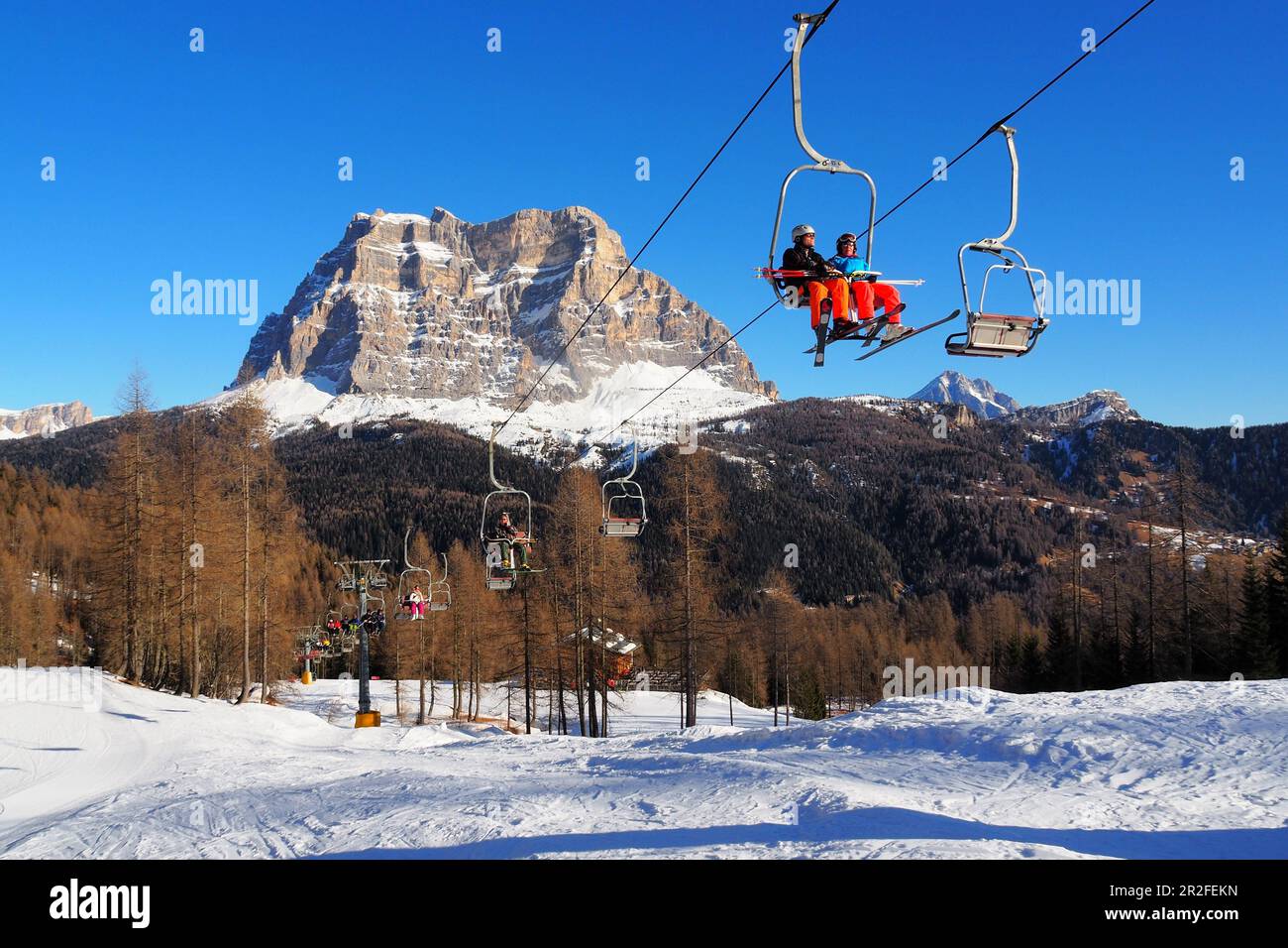 At Monte Pelmo in the skiing area Civetta above Alleghe, snow, ski ...