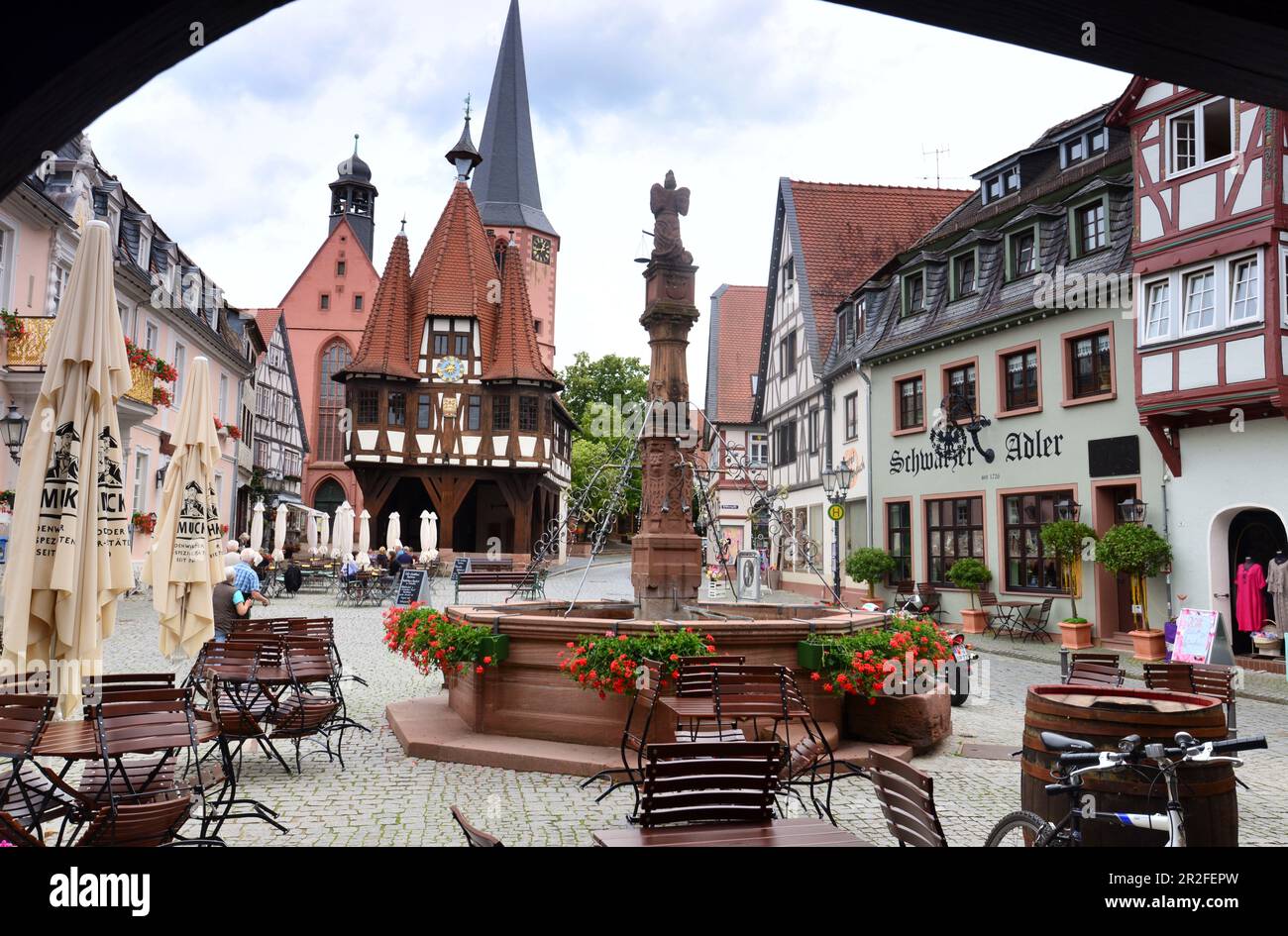 at the town hall, Michelstadt im Odenwald, Middle Ages, fountain, half ...