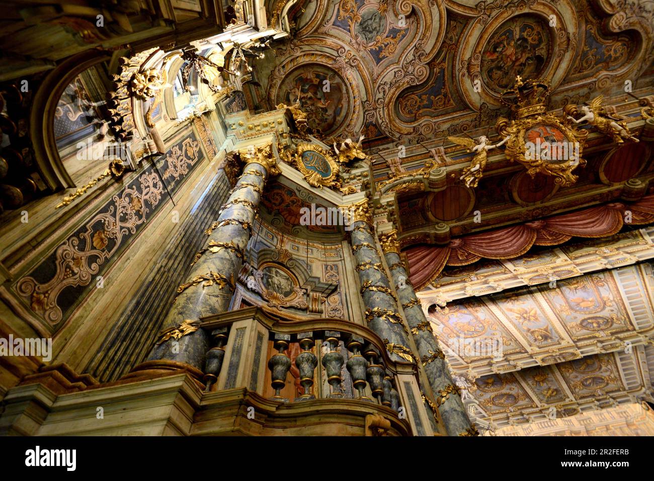 in the opera in the old town of Bayreuth, inside, wood, stage, ceiling ...
