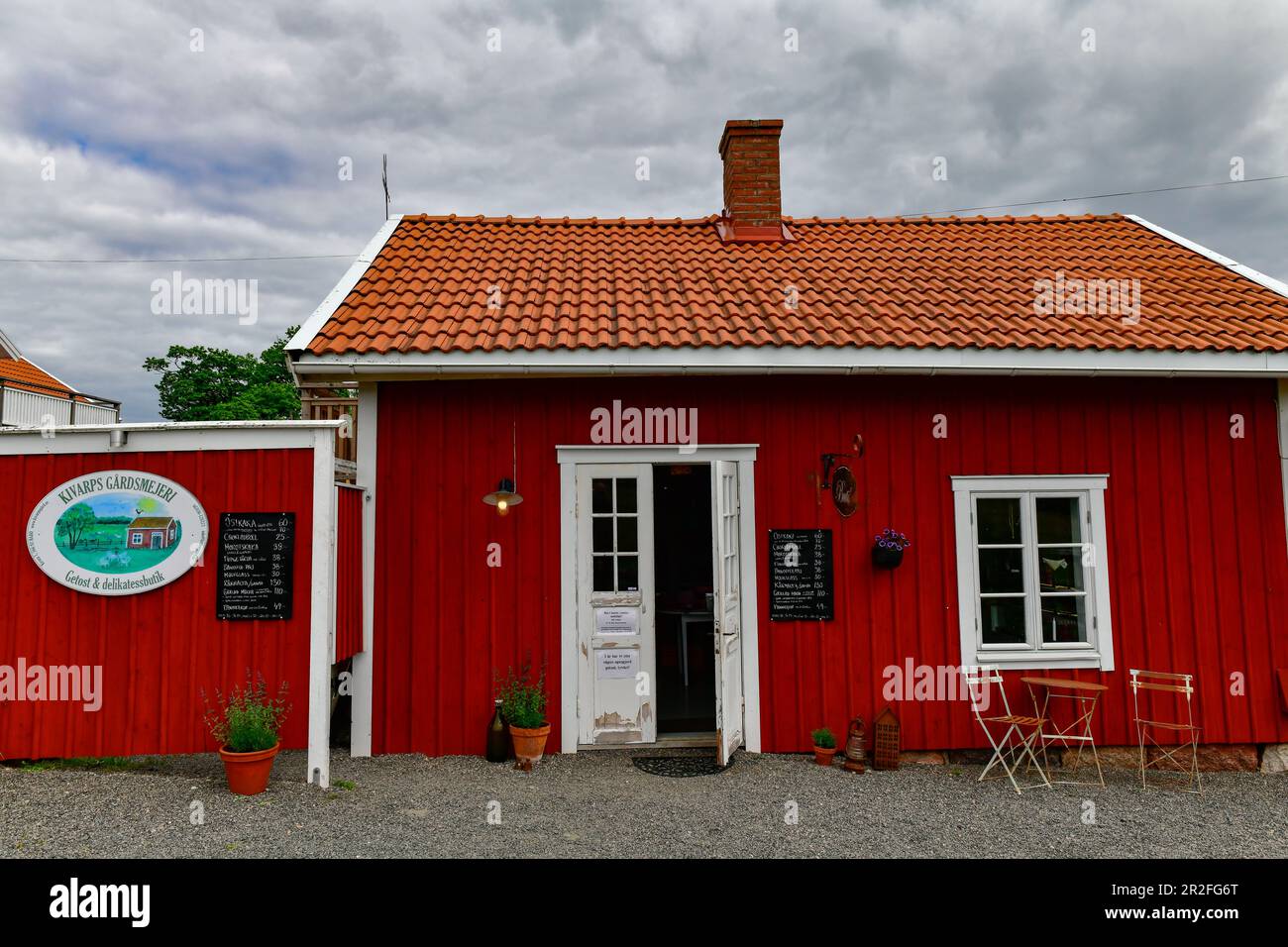 A small dairy with a café and cheese shop in Kivarp, Sweden Stock Photo ...