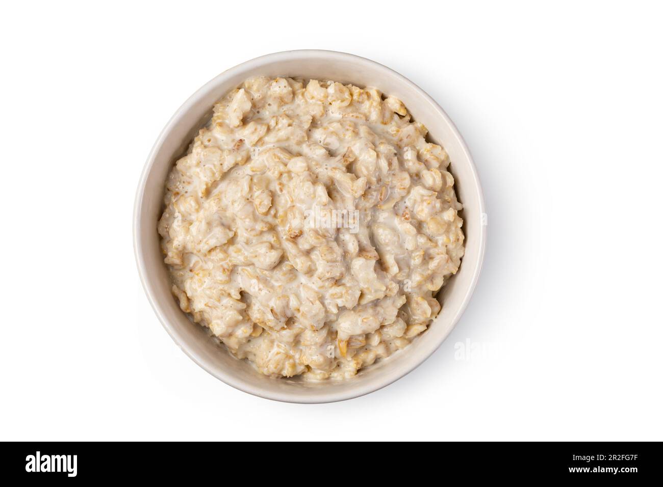 Bowl with prepared oatmeal isolated on white background Stock Photo - Alamy