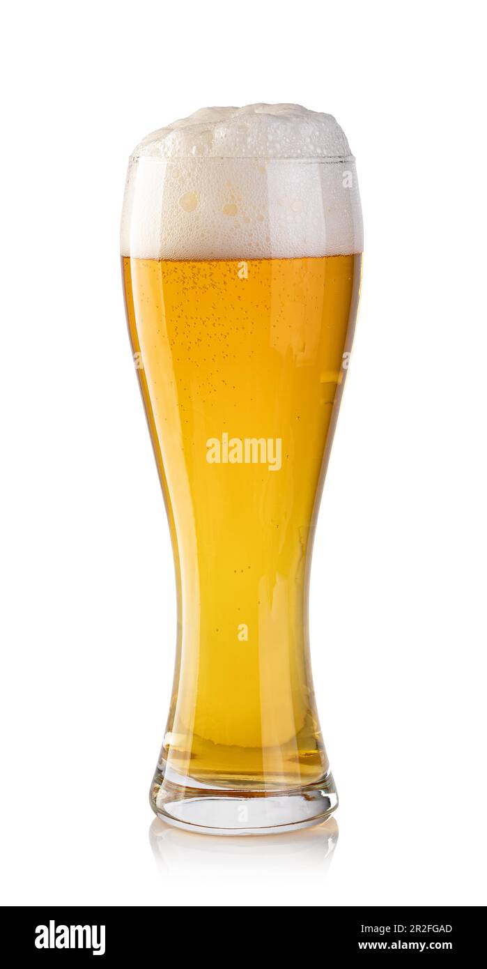 cold beer in glass on white background Stock Photo - Alamy