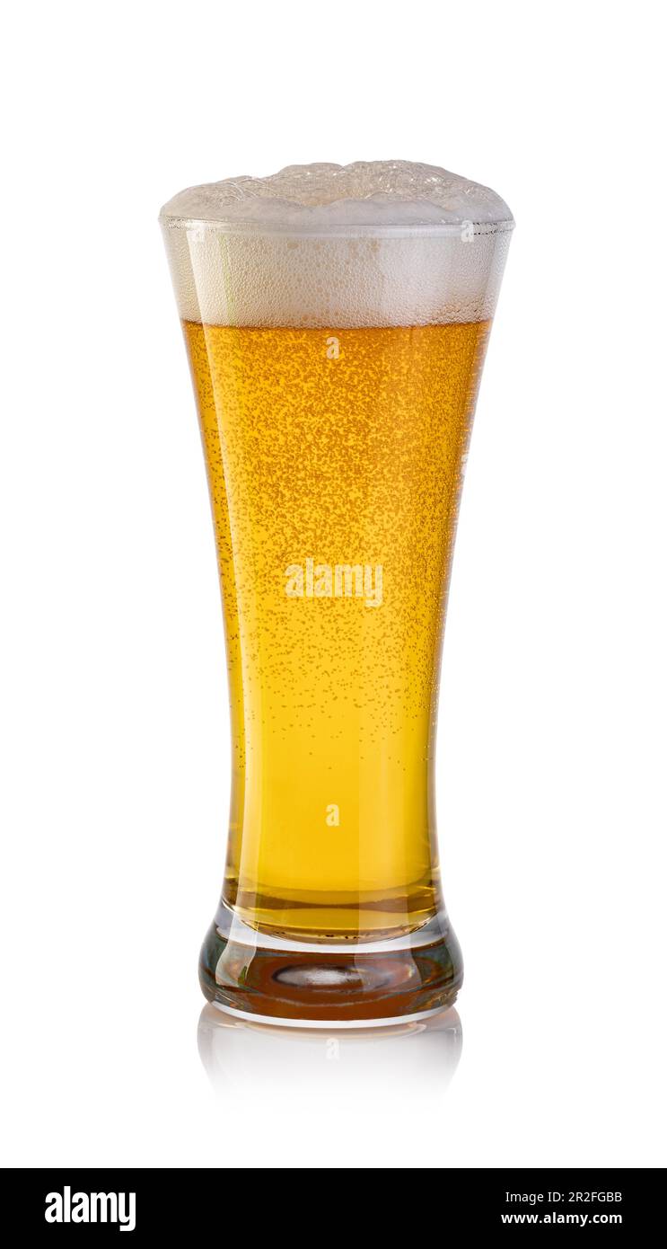 cold beer in glass on white background Stock Photo - Alamy
