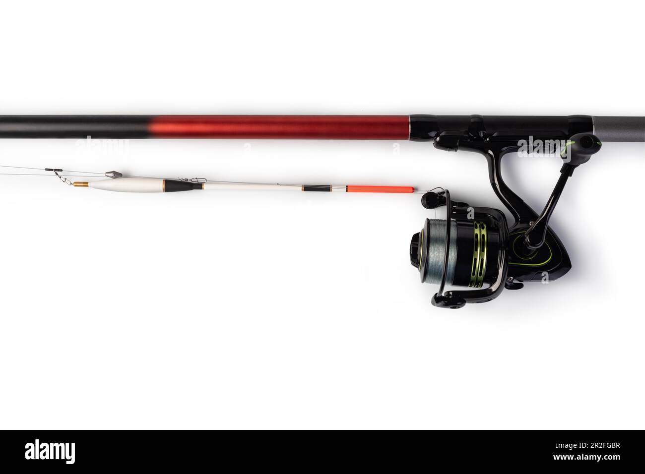 Fishing rod and reel isolated on white background Stock Photo - Alamy