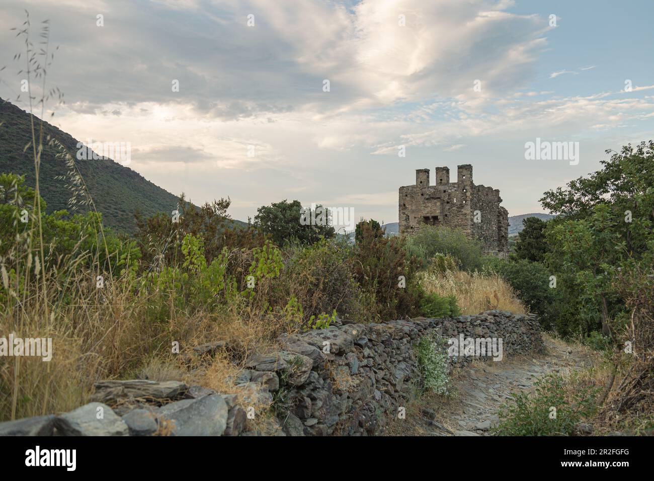 Panoramic view of the back of the tower of the San Sebastian church on ...