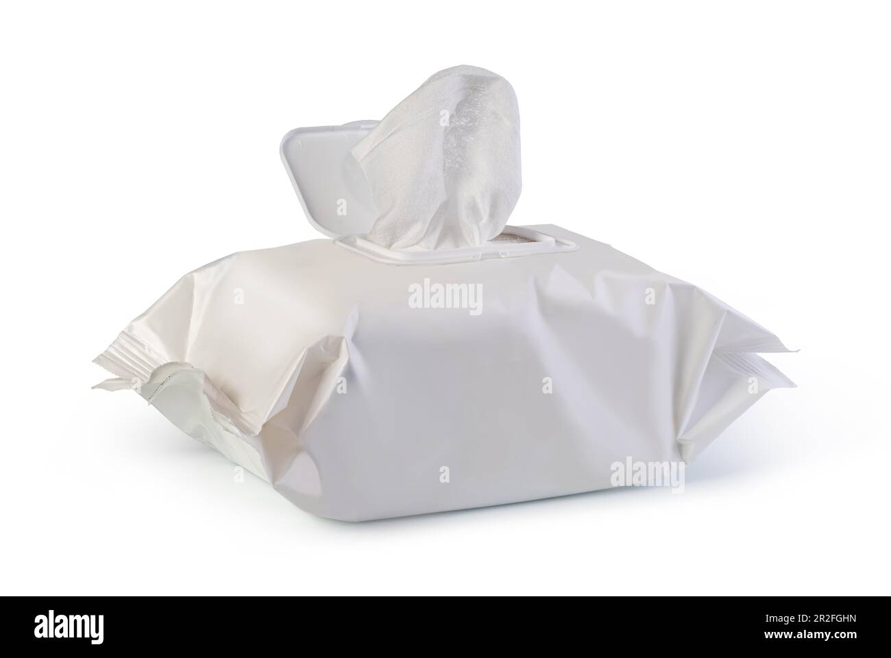 Open wet wipes flow pack, isolated on white background Stock Photo - Alamy