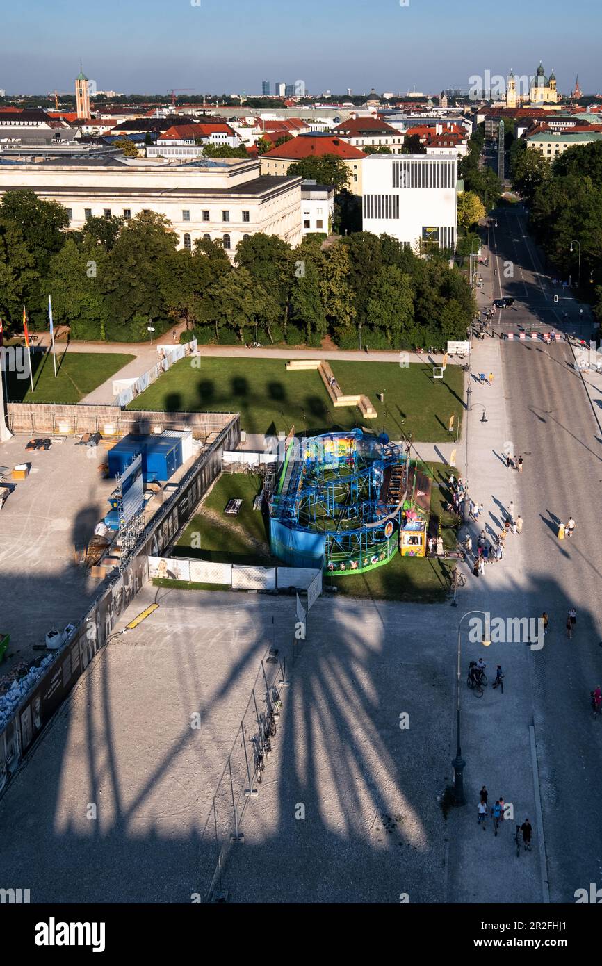 View of Koenigsplatz from the ferris wheel, Munich, Bavaria, Germany ...