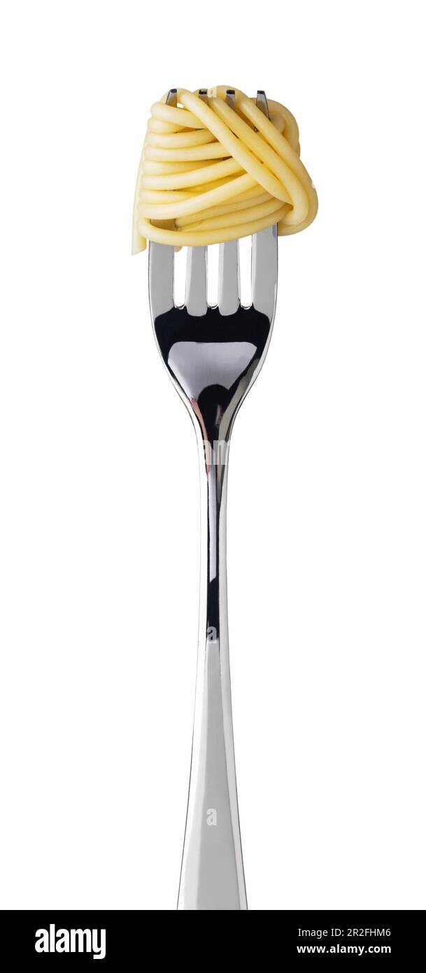 spaghetti on fork isolated on white background Stock Photo - Alamy