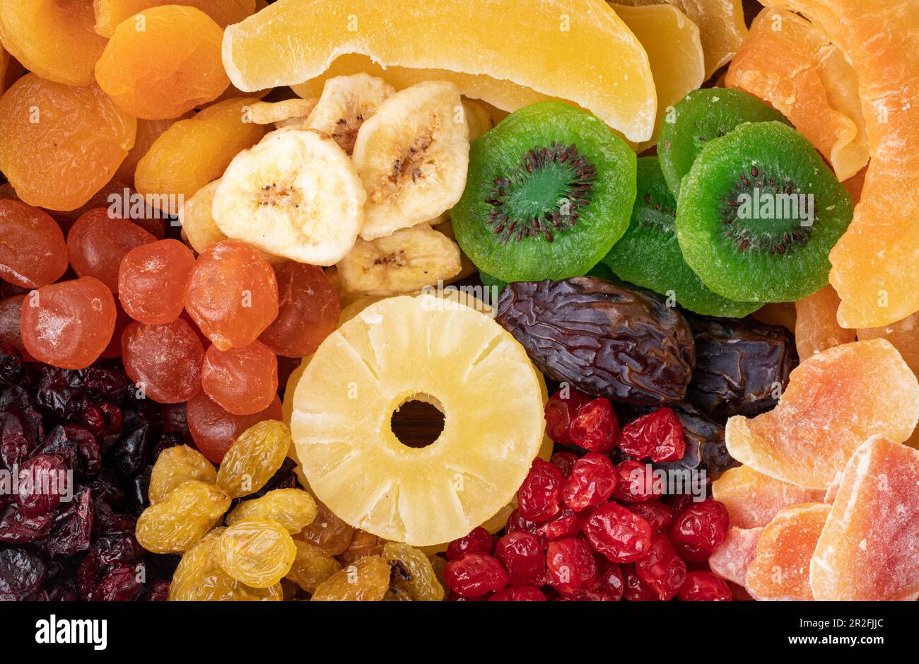 assorted Dried fruits collection background Stock Photo - Alamy