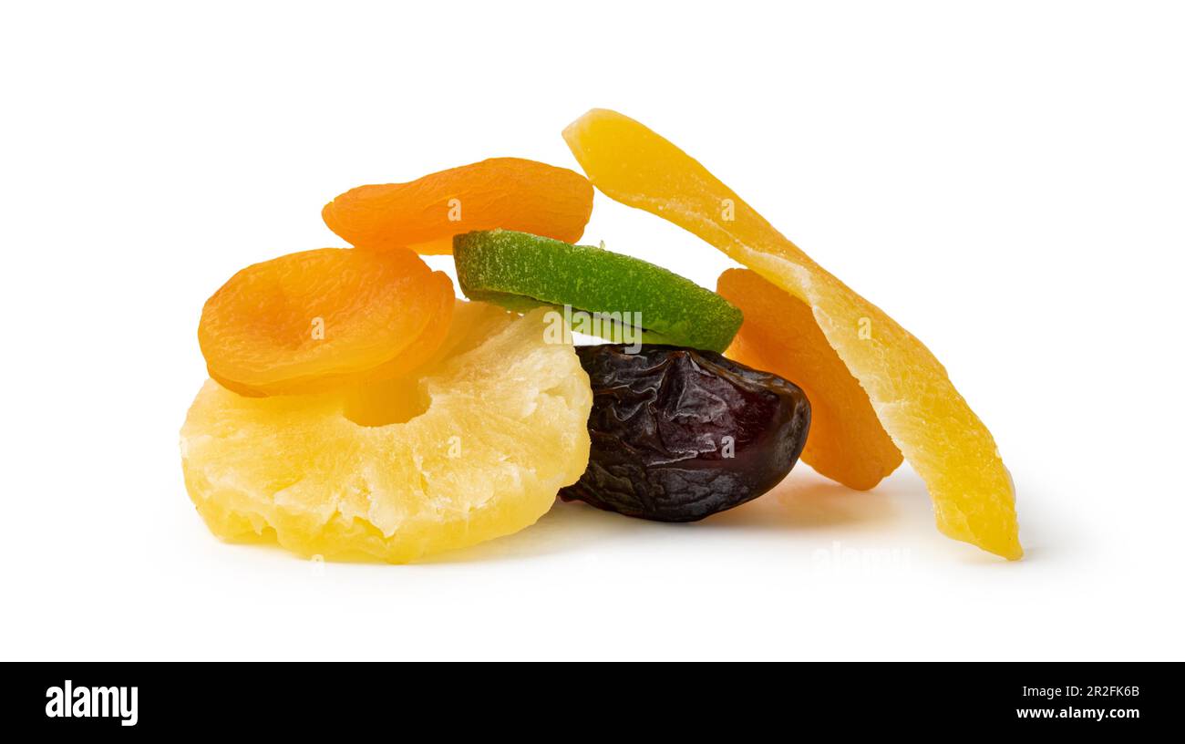 Dried fruits isolated over white background Stock Photo - Alamy