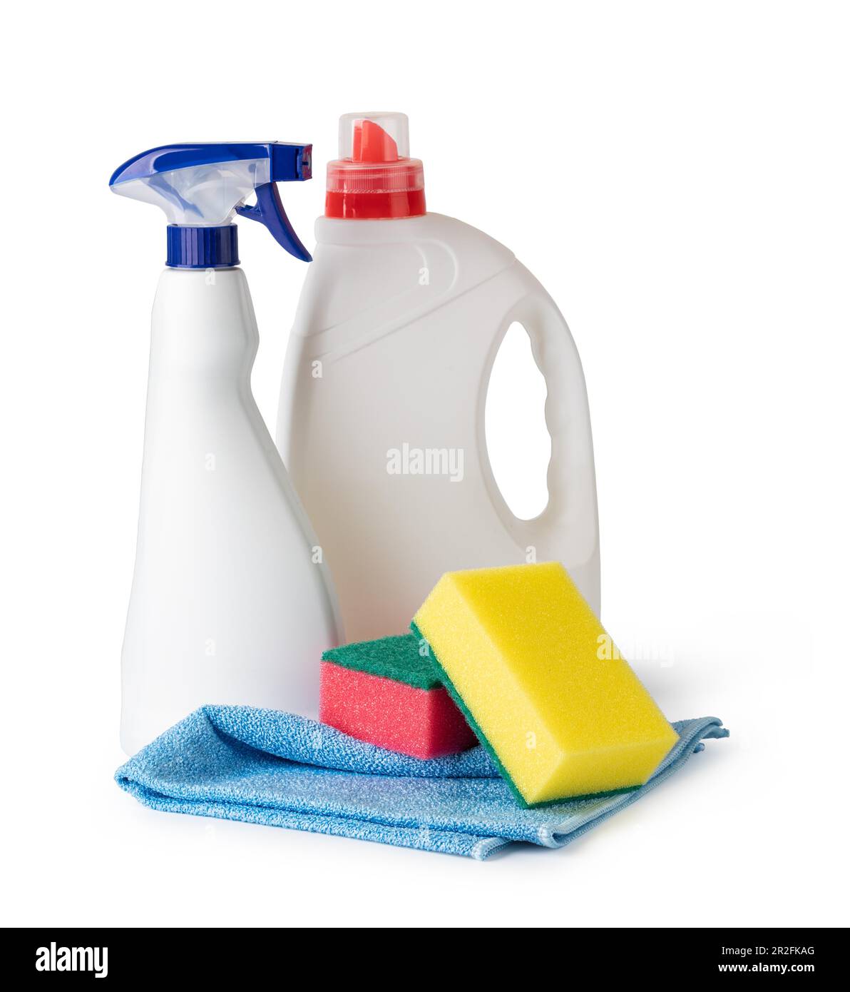 Cleaning items set isolated on a white background Stock Photo - Alamy