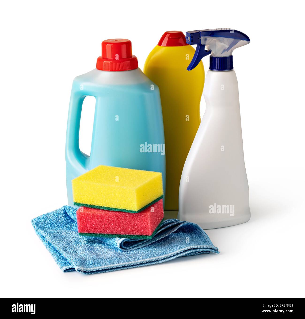 Cleaning items set isolated on a white background Stock Photo - Alamy