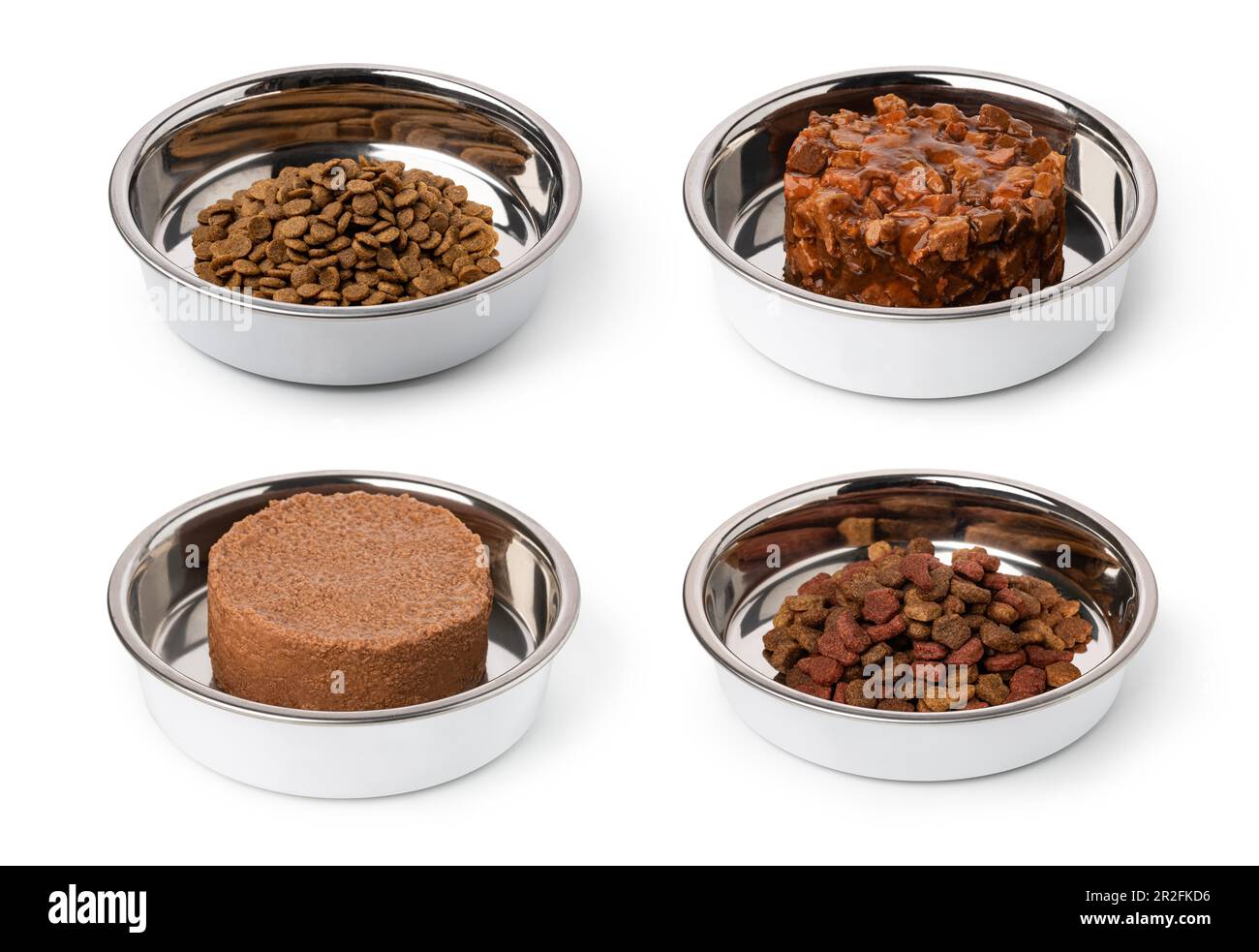 cat food in a bowl, isolated on white background Stock Photo - Alamy