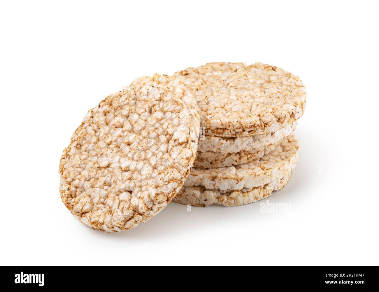 Rice cakes top view isolated on white background Stock Photo - Alamy
