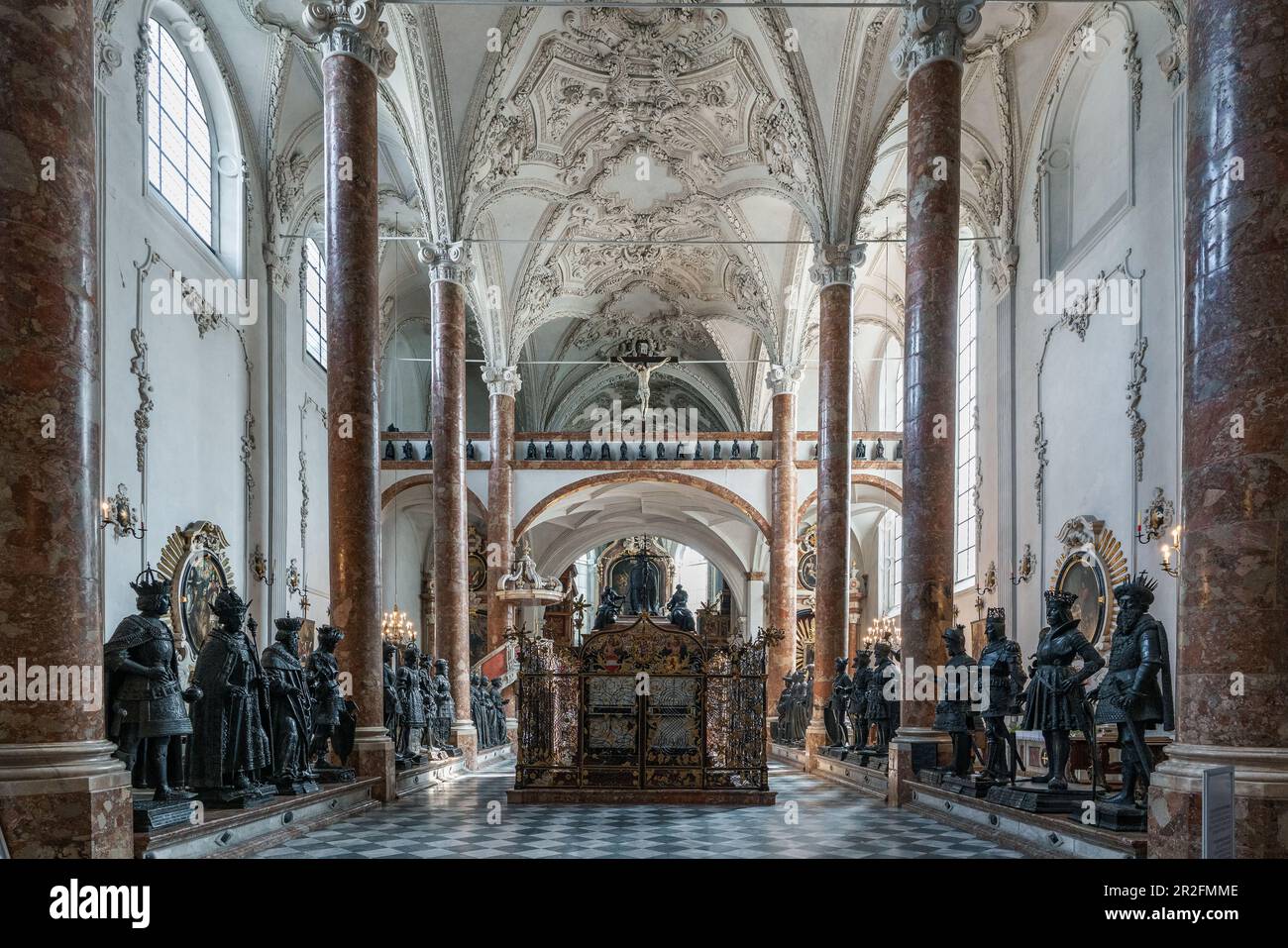 Inside the Hofkirche with the 28 larger than life bronze statues in ...