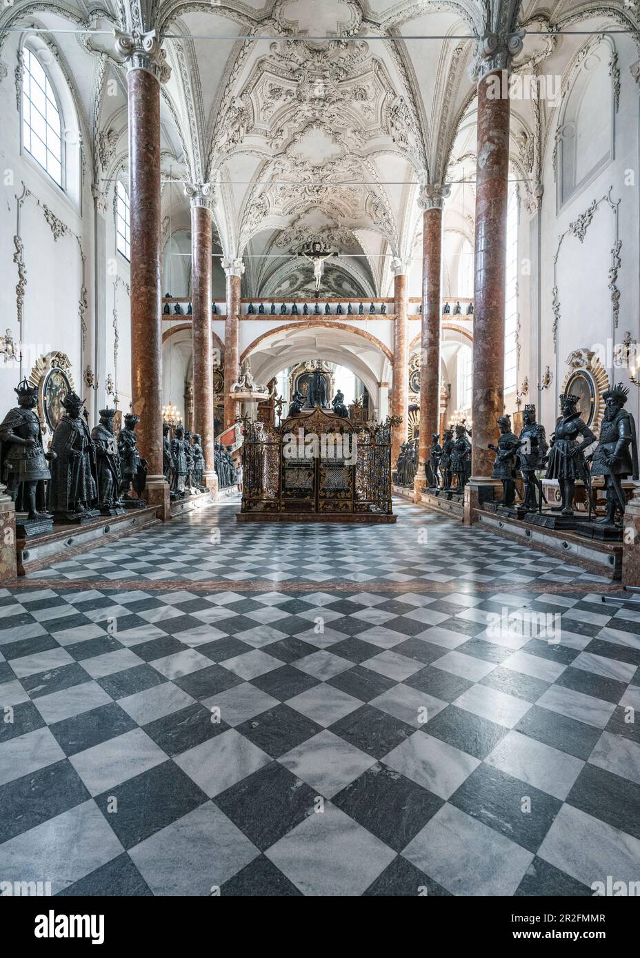 Inside the Hofkirche with the 28 larger than life bronze statues in ...