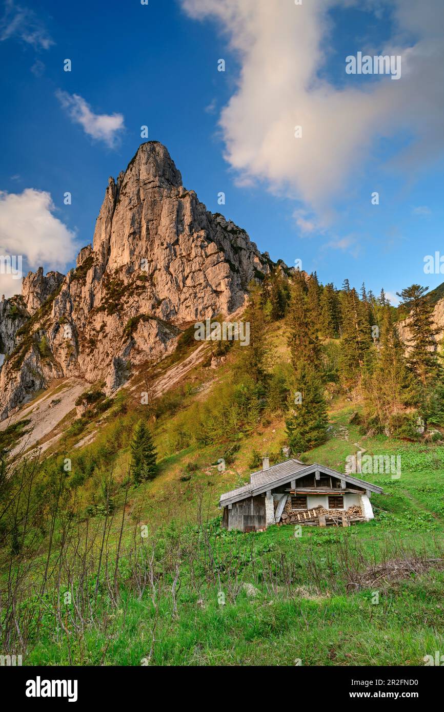 Traditional alpine building with Hörndlwand, Hörndlwand, Chiemgau Alps ...