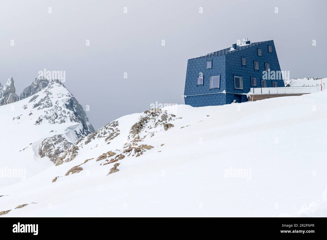 Modern mountain hut, Seethalerhütte, Dachstein, Upper Austria, Austria ...