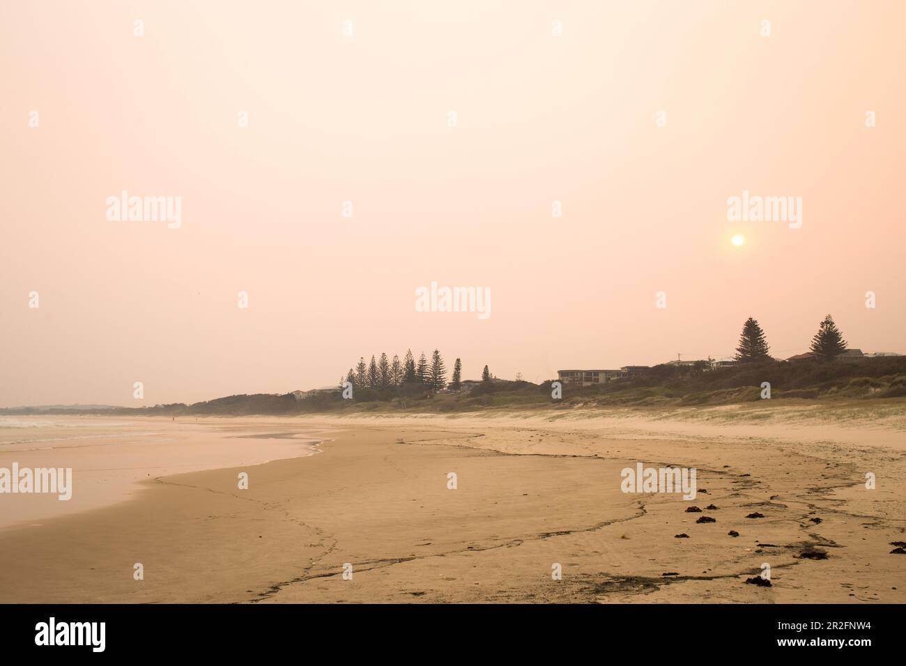Bushfires color the sky red over Yamba in November 2019 in New South ...