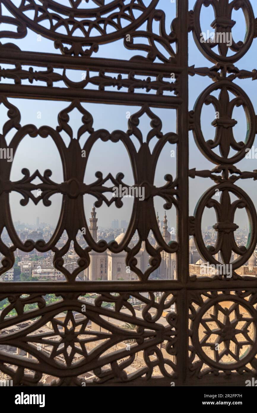 Elaborate wrought-iron window overlooking, from the Citadel, the ...