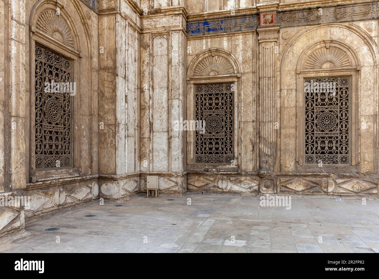 Ornate windows in the courtyard of Great Mosque of Muhammad Ali Pasha ...