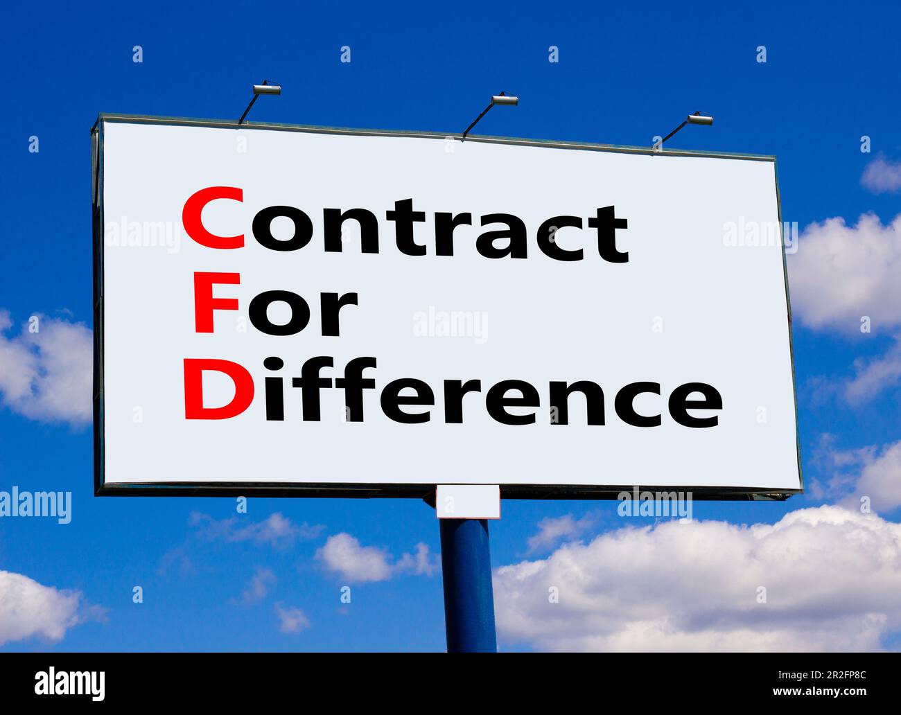 CFD symbol. Concept words CFD contract of difference on beautiful big ...