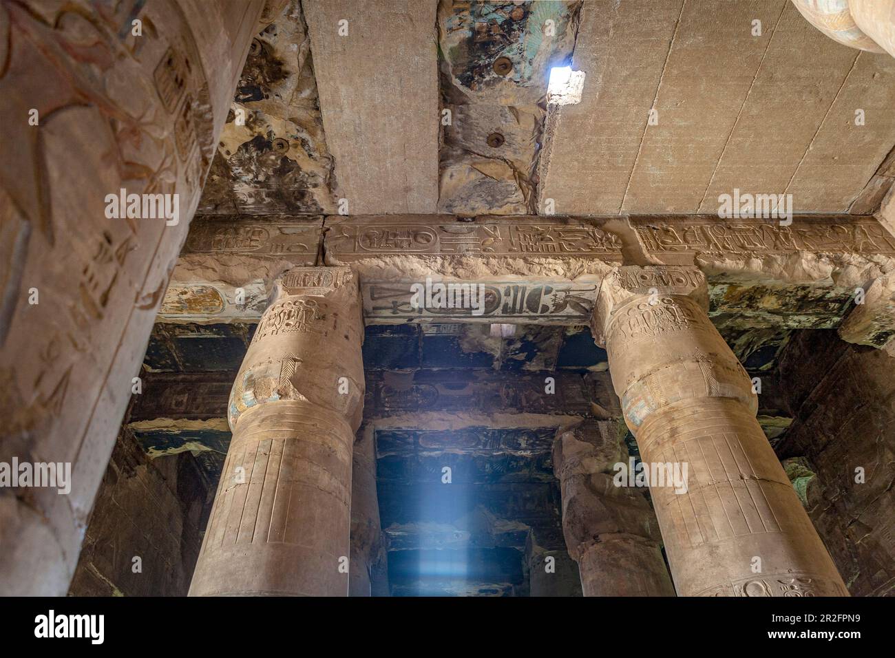 Papyrus columns and ceiling of the First Hypostyle Hall in the Great ...