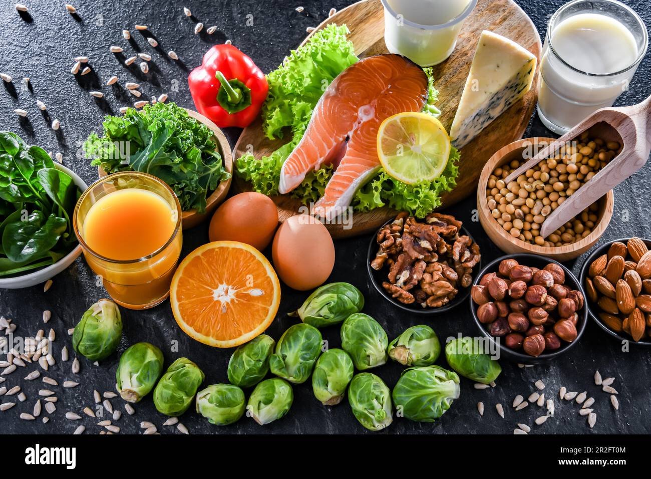 Food products recommended for osteoporosis and healthy bones Stock ...