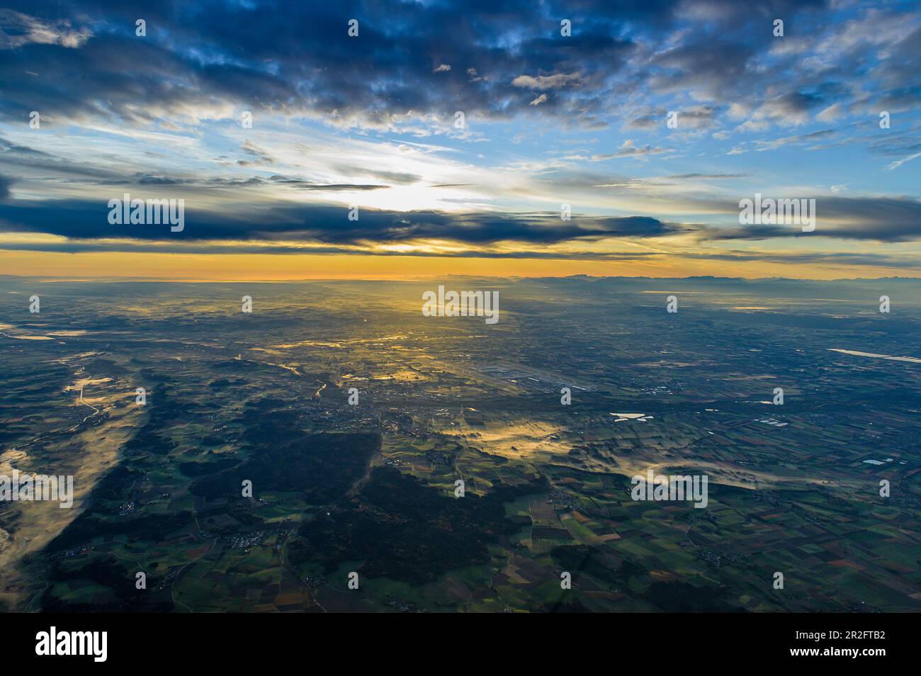 Munich airport from the air in the morning, Bavaria, Germany Stock ...