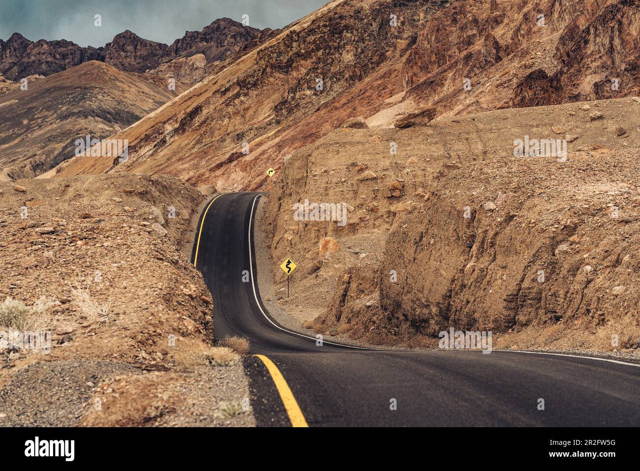 Artist Drive in Death Valley with thunderstorm in the background, Death ...