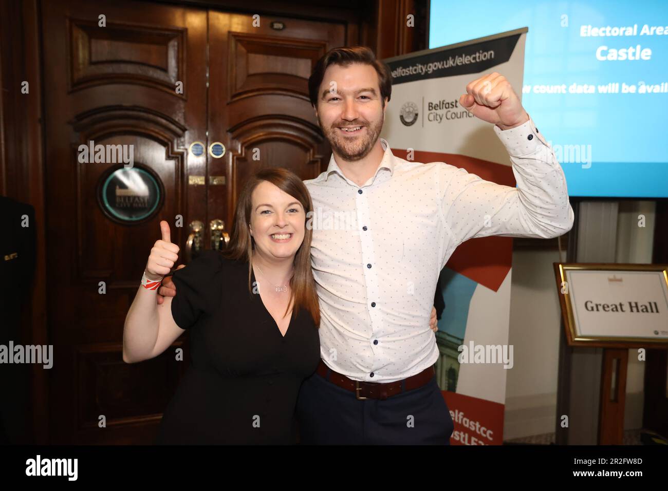 Sam Nelson from the Alliance Party with his wife Nuala McAllister at ...