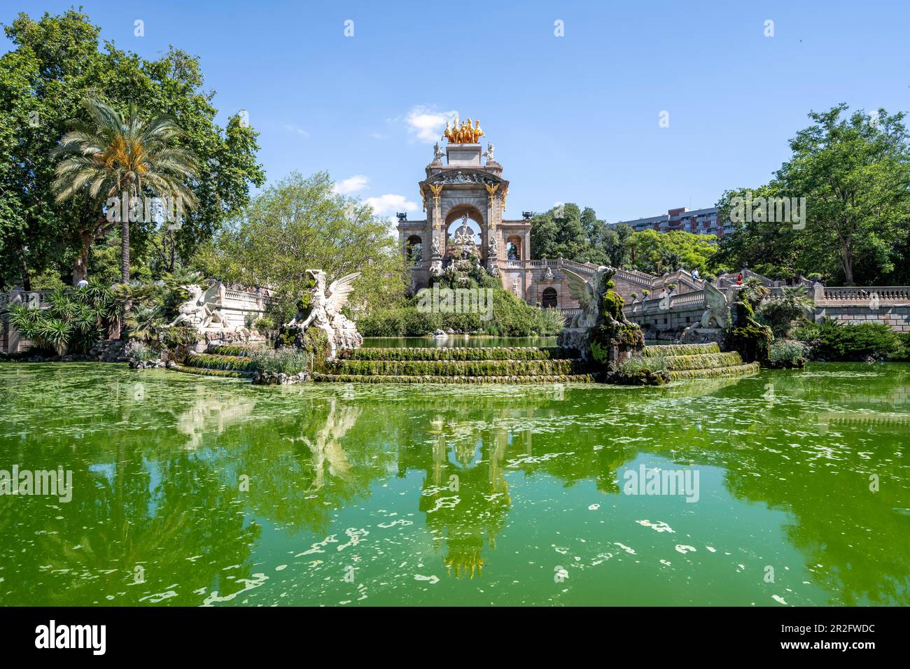 Fountain Font de la Cascada with waterfall and fountain, Parc de la ...