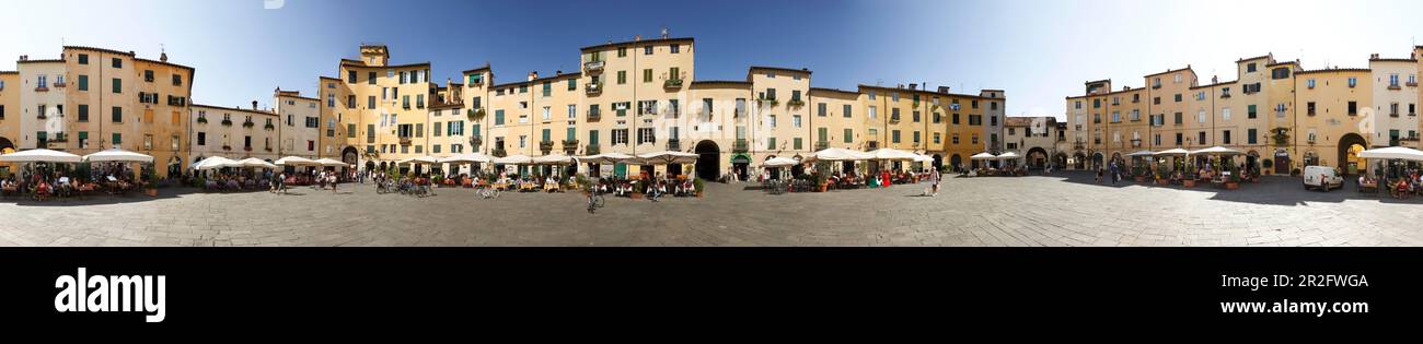 The Piazza dell'Anfiteatro amphitheatre in Lucca, Tuscany, Italy Stock ...