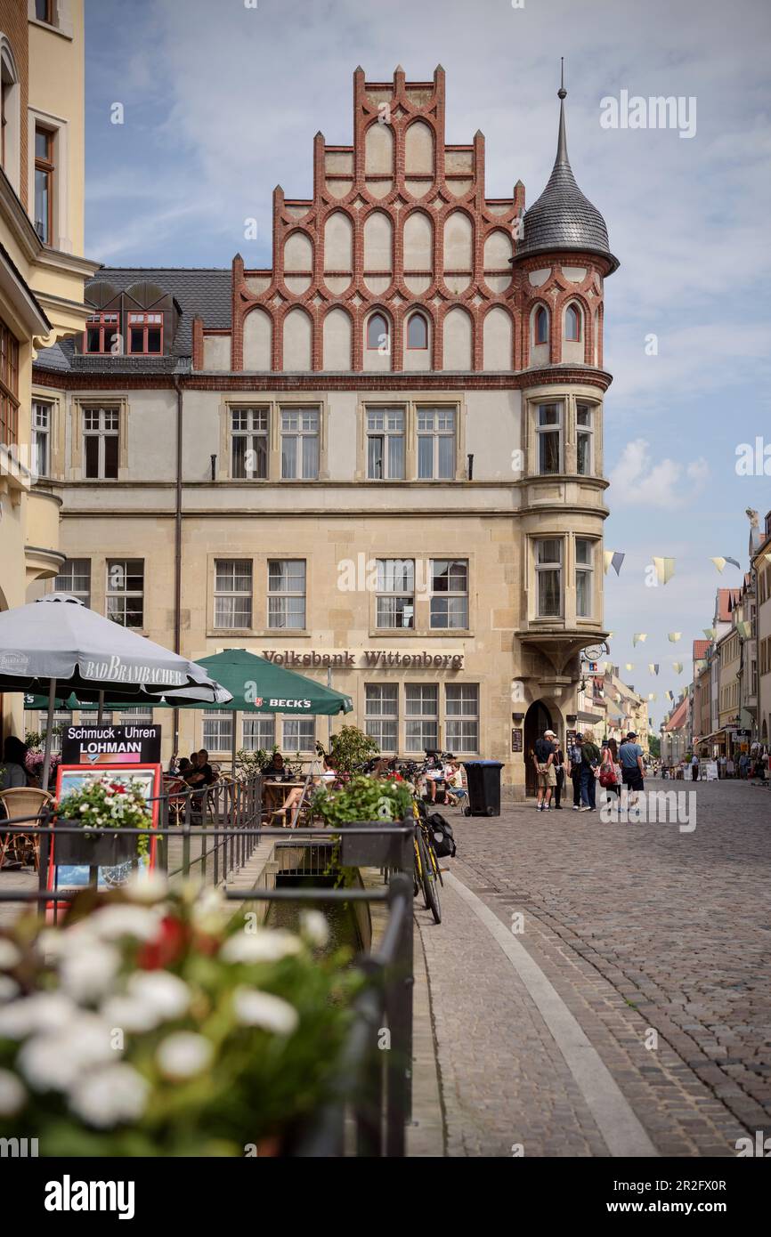 historical buildings in the old town, Lutherstadt Wittenberg, Saxony ...