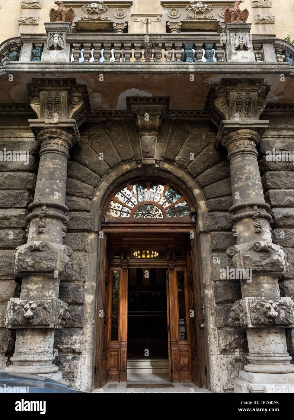 Rome, Italy: old building with entrance with wood and glass frames in ...