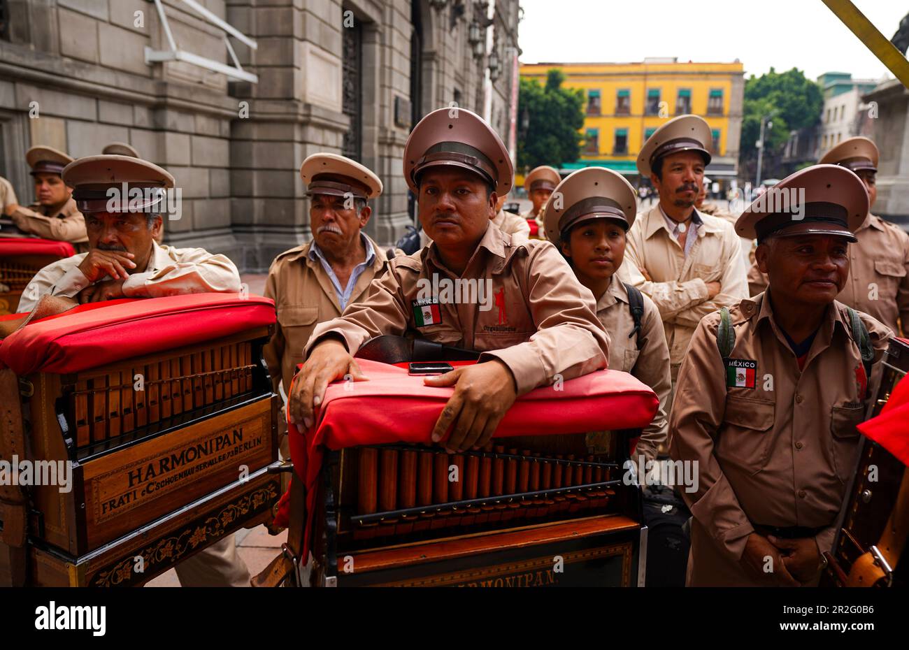 Organ grinders stand with their organs during the inauguration of the ...